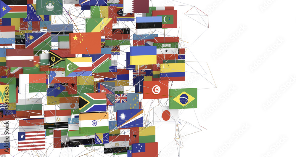 World map with all states and their flags Stock Illustration | Adobe Stock