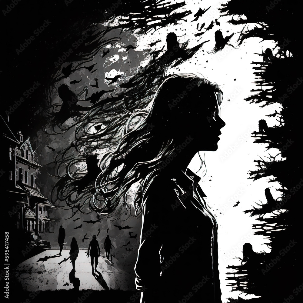 dark shadows chasing people mental health concept, depression, Anxiety ...