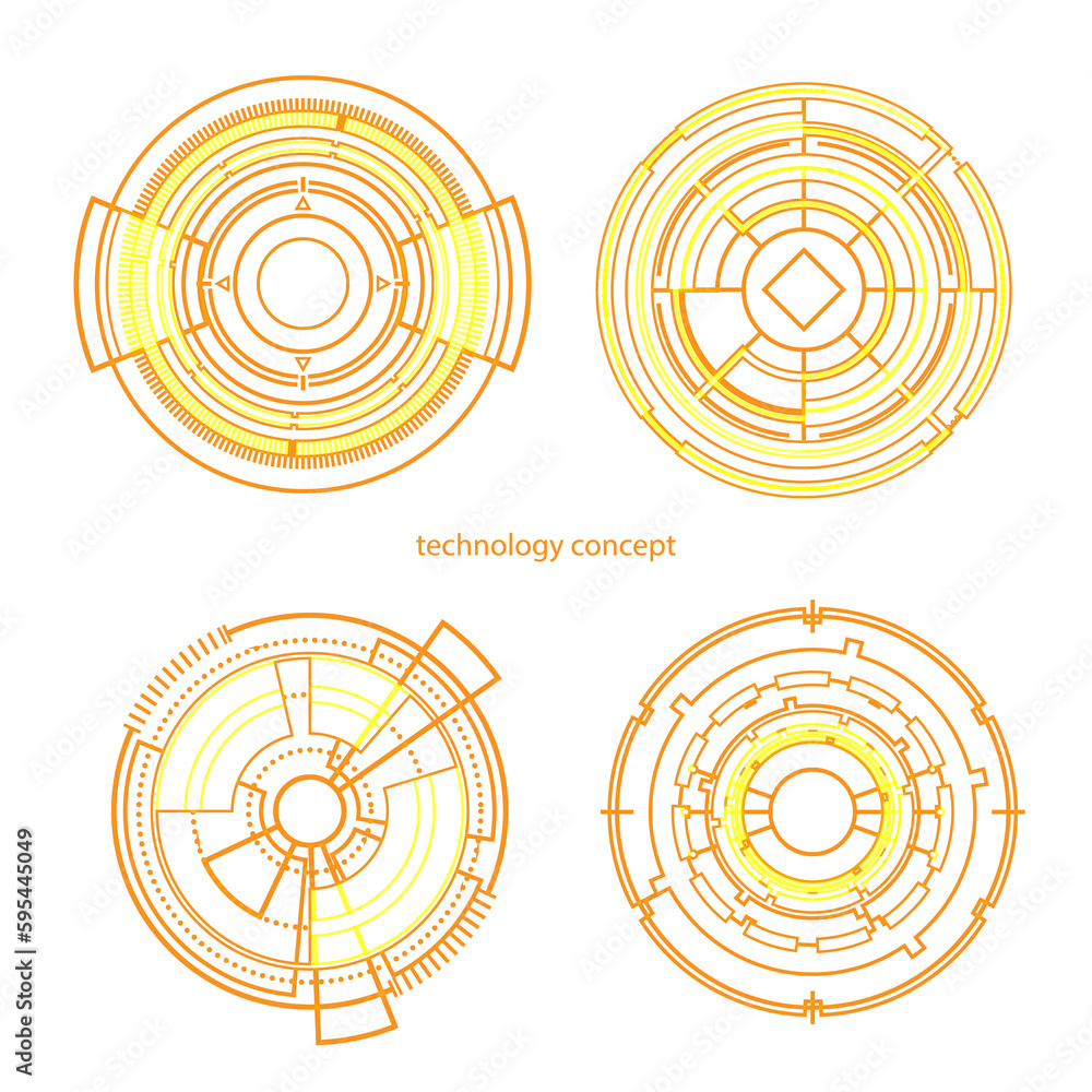 PNG technology concept. HUD Circle User interface on blue background ...