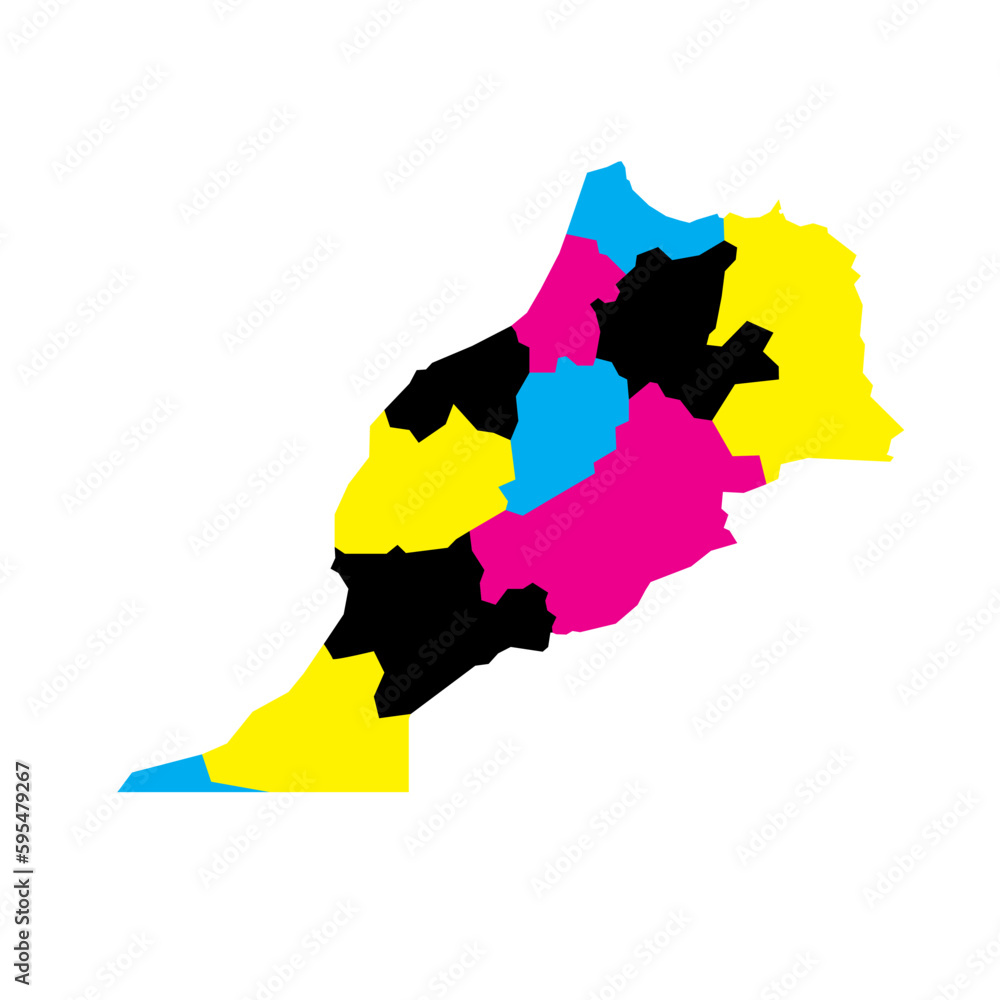 Morocco political map of administrative divisions - regions. Blank ...
