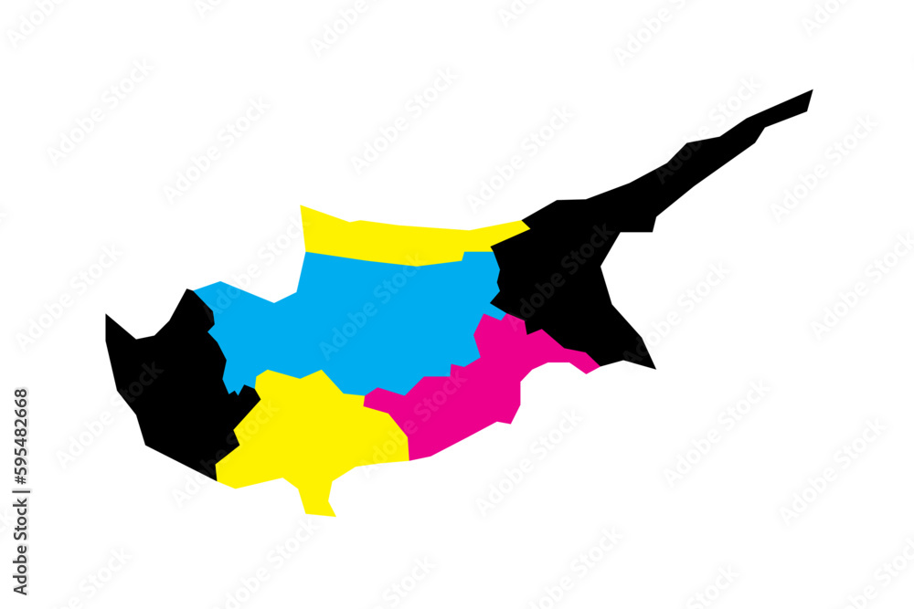 Cyprus political map of administrative divisions - districts. Blank vector map in CMYK colors ...