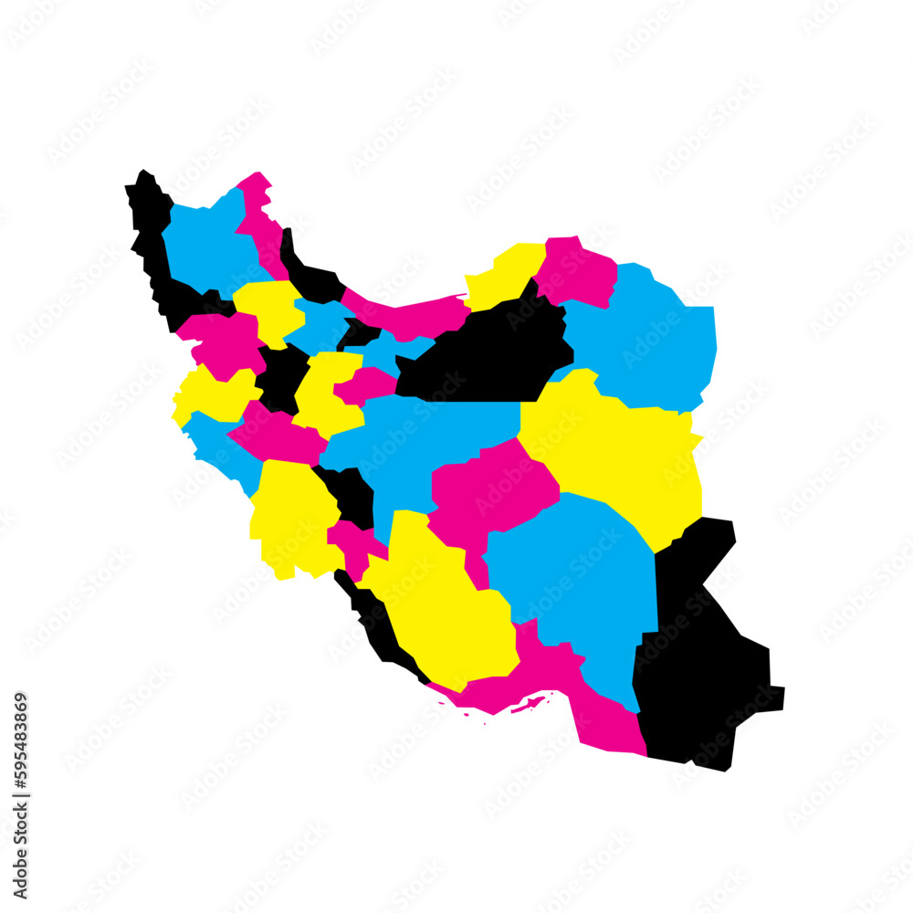 Iran political map of administrative divisions - provinces. Blank ...