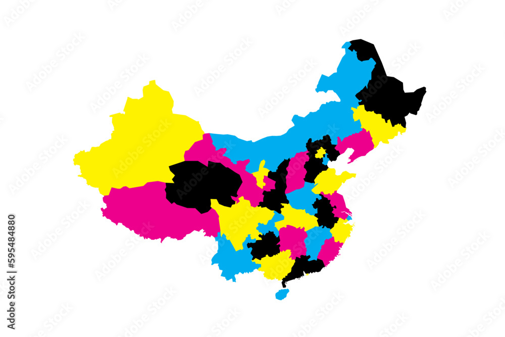 China political map of administrative divisions - provinces, autonomous ...
