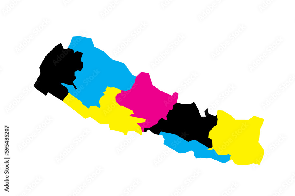 Nepal political map of administrative divisions - provinces. Blank ...
