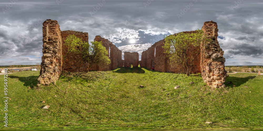 full seamless spherical hdri 360 panorama view at entrance to ruined ...
