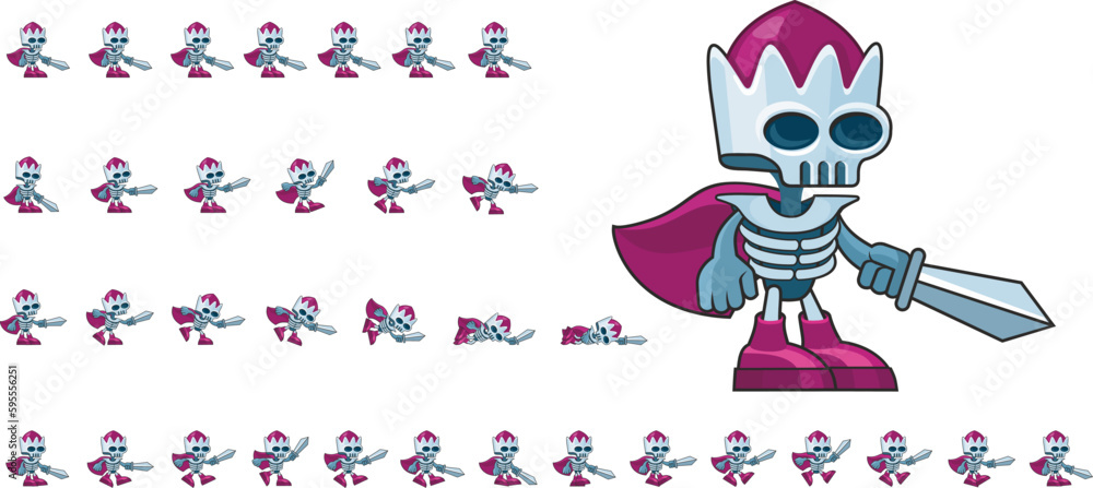 Skeleton king with a sword in his hand. For creating an action game in ...