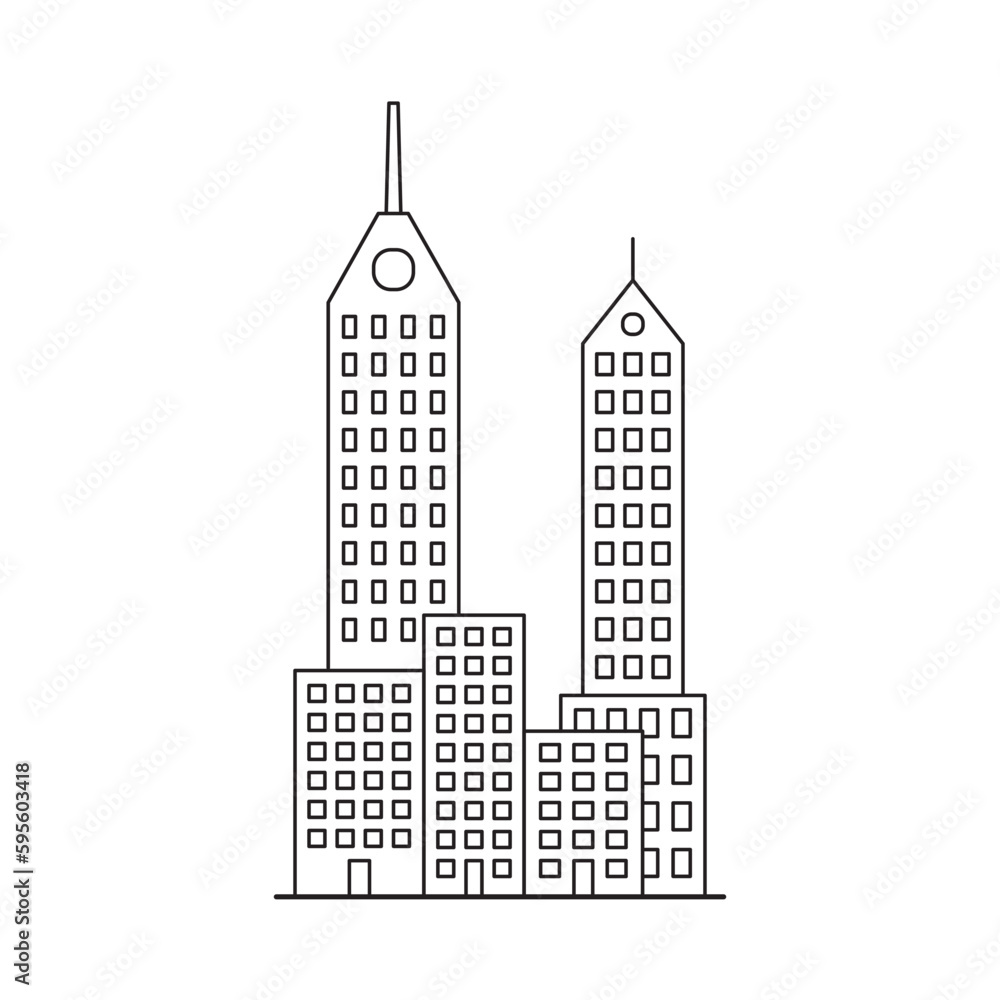 City vector linear icon. Buildings flat sign design. Building symbol ...