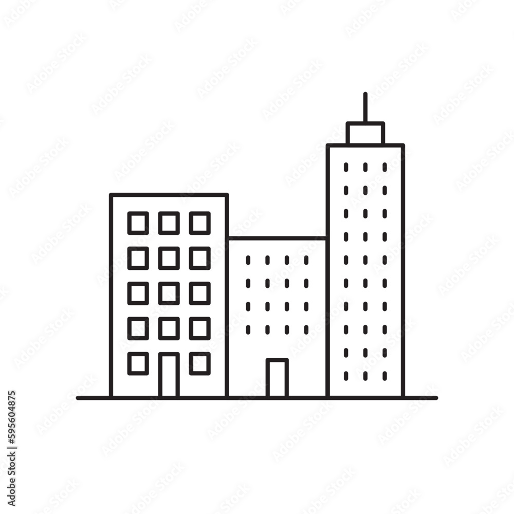 City vector linear icon. Buildings flat sign design. Building symbol ...