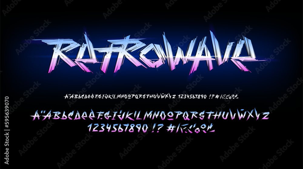 Retrowave - Retro Futuristic type font in 80s - 90s style with grunge ...