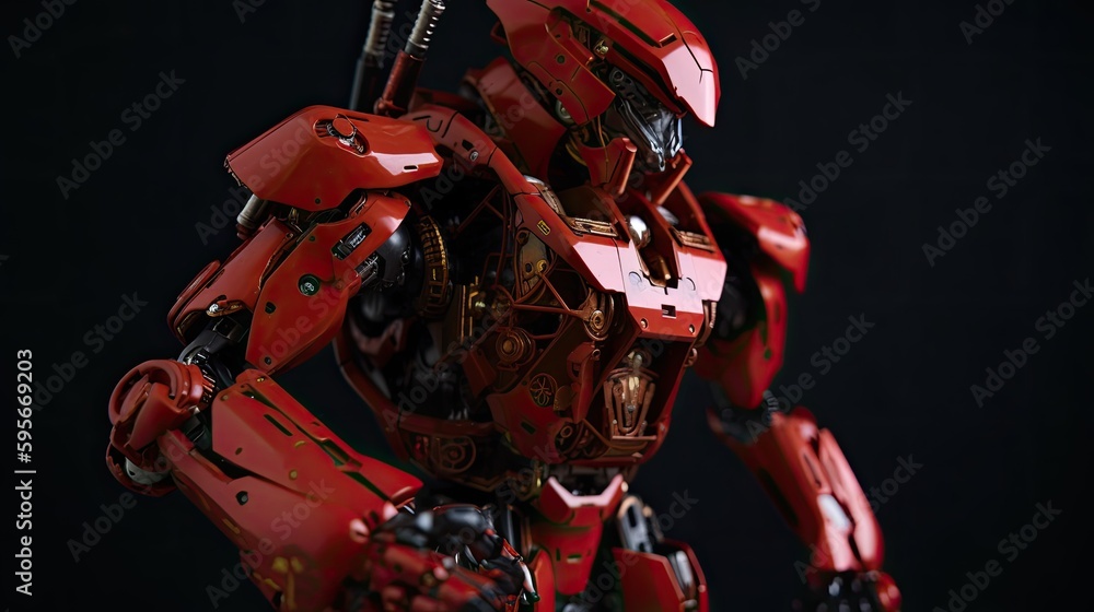 Red mech robot, futuristic mech 3d image, Sci-fi mech soldier. Military ...
