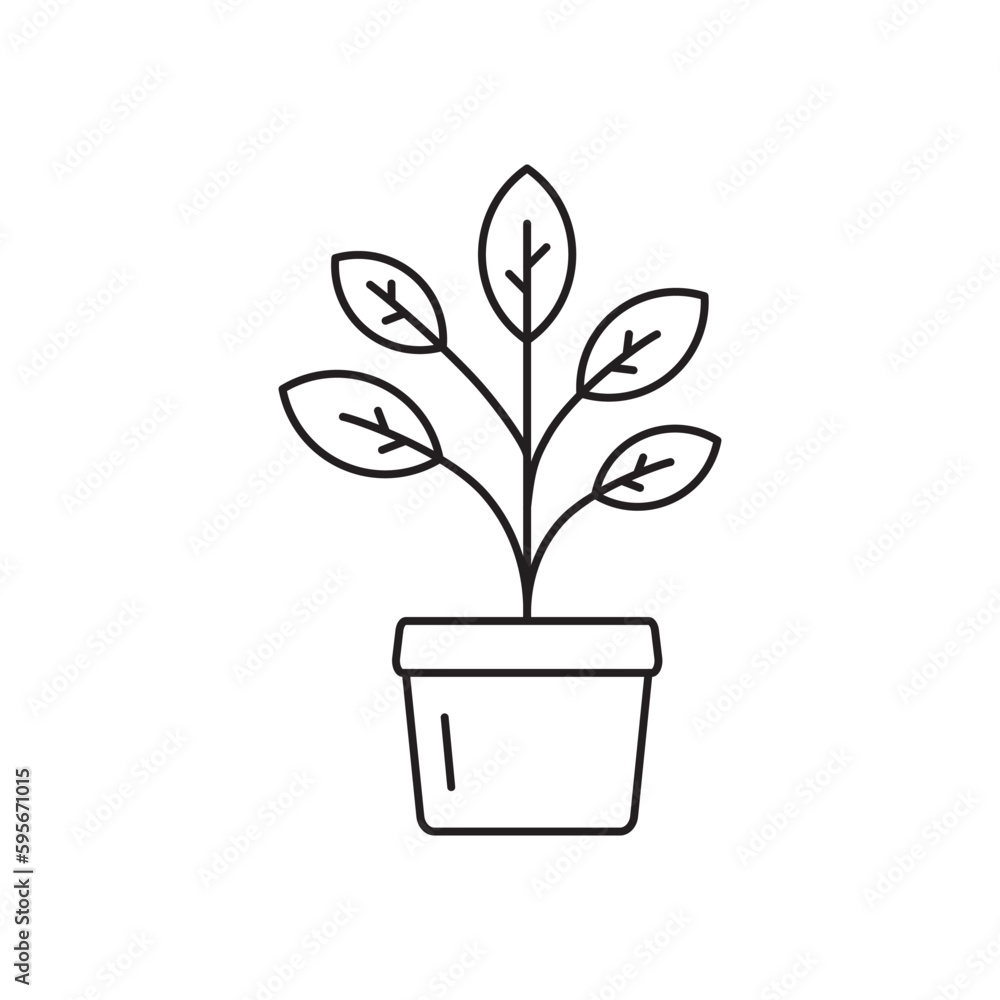 Plant vector linear icon. Houseplant flat sign design. Seedling nature ...