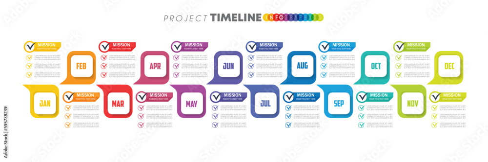 infographic Project timeline graph for 12 months modern diagram ...