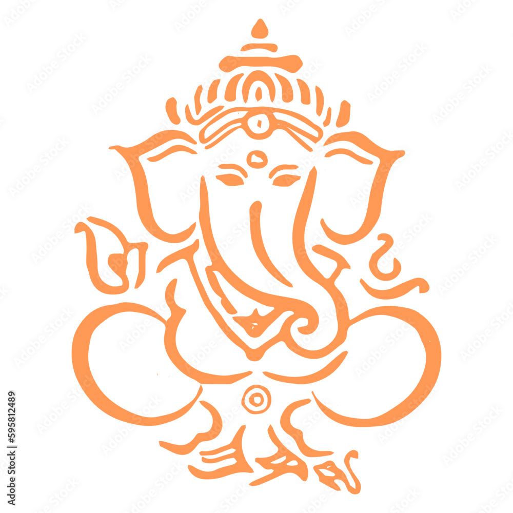 Hindu God Ganesha Sketch Outline Art Stock Vector | Adobe Stock
