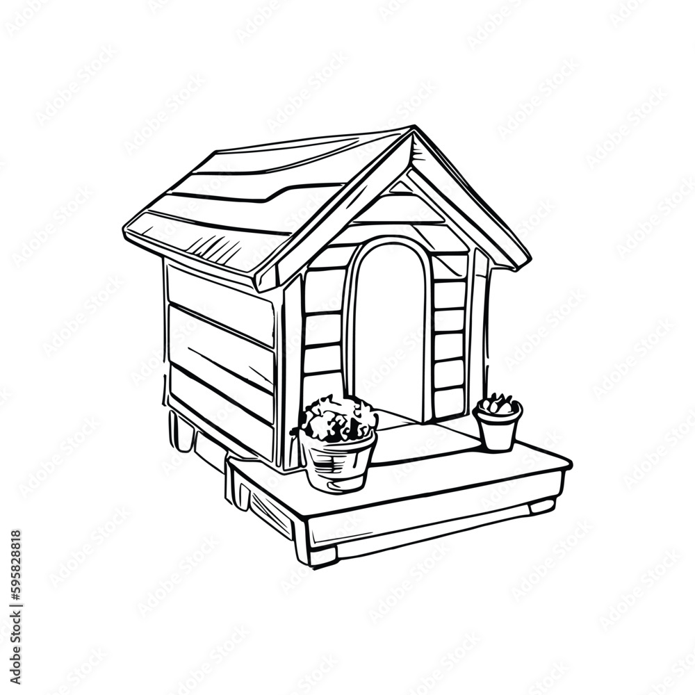 Animal house coloring book, Dog house coloring page, black and white ...