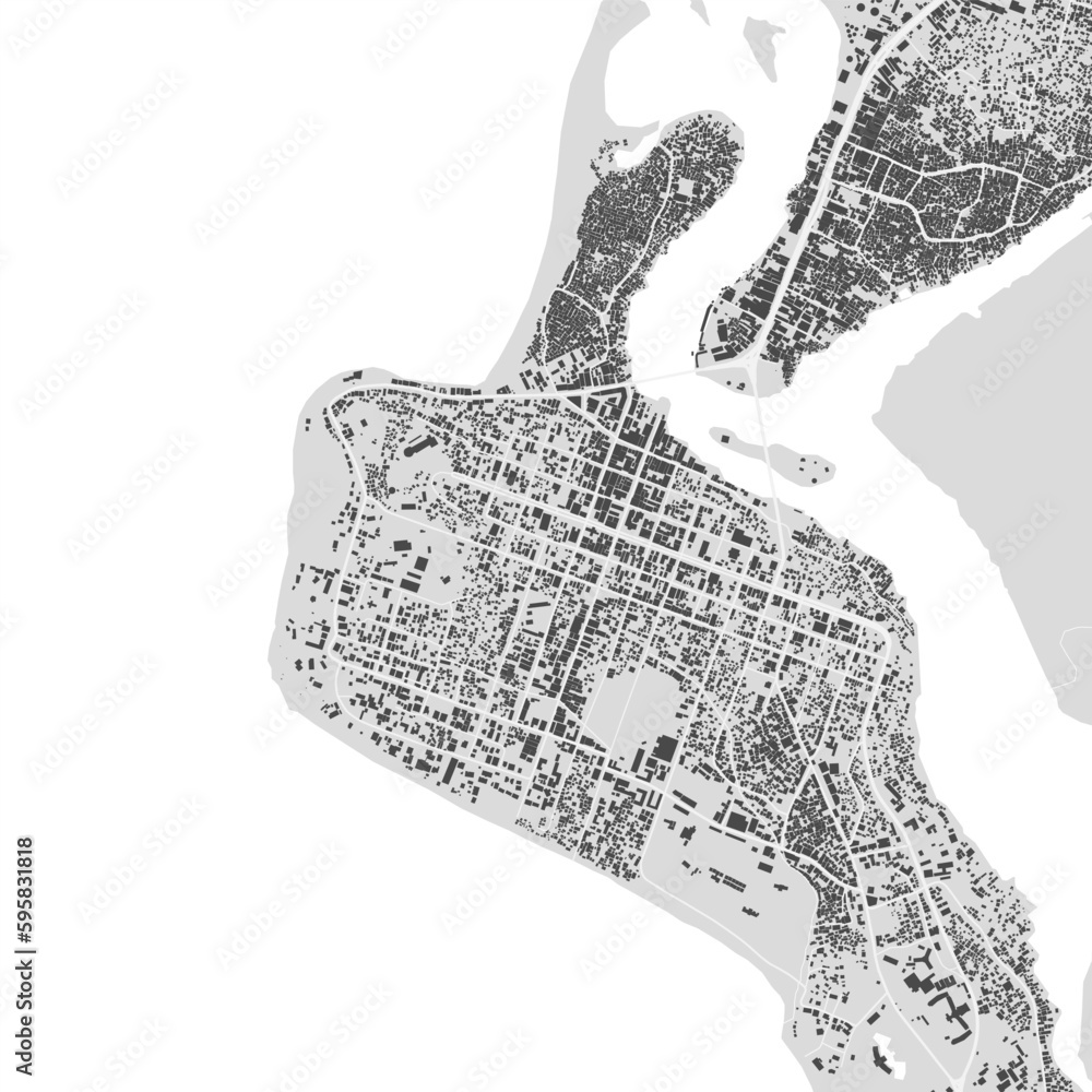 Urban city map of Monrovia, Liberia. Vector poster. Black grayscale ...