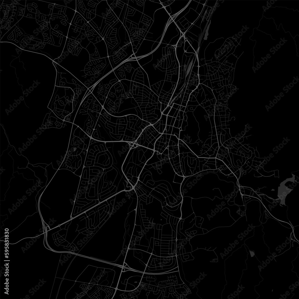 Urban city map of Windhoek, Namibia. Vector poster. Black color. Road ...