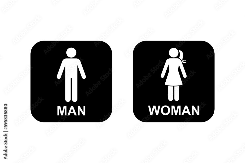 Public toilet man woman gender icon vector set. Restroom sign symbol ...