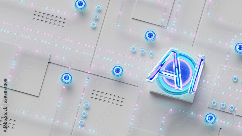 Artificial intelligence AI neural network digital brain machine deep ...