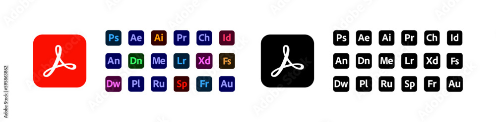 Adobe Applications - A collection of popular adobe applications logos ...