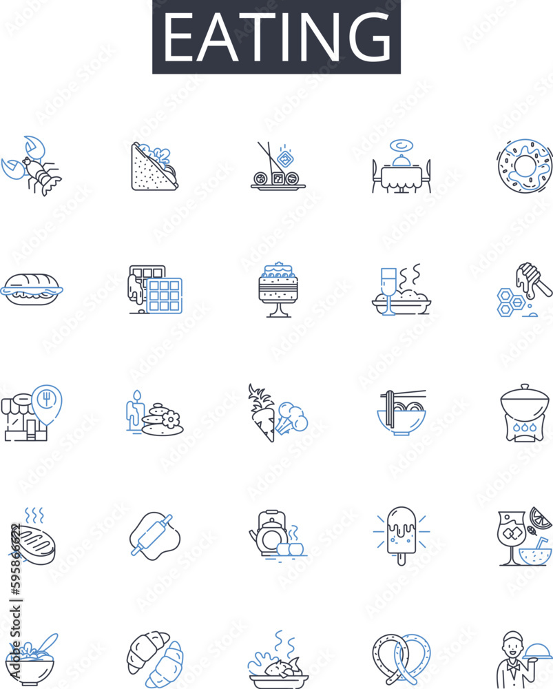 Eating line icons collection. Drinking, Feasting, Devouring, Noshing ...