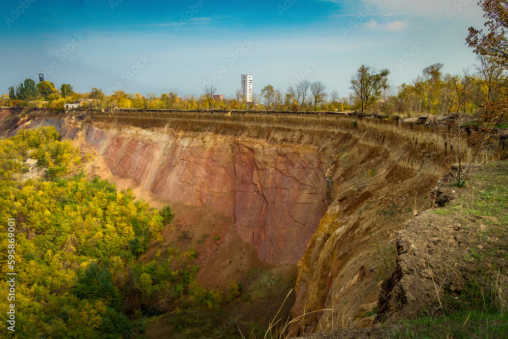 Soil erosion, sliding and caving . Inside the landslide is rock ...