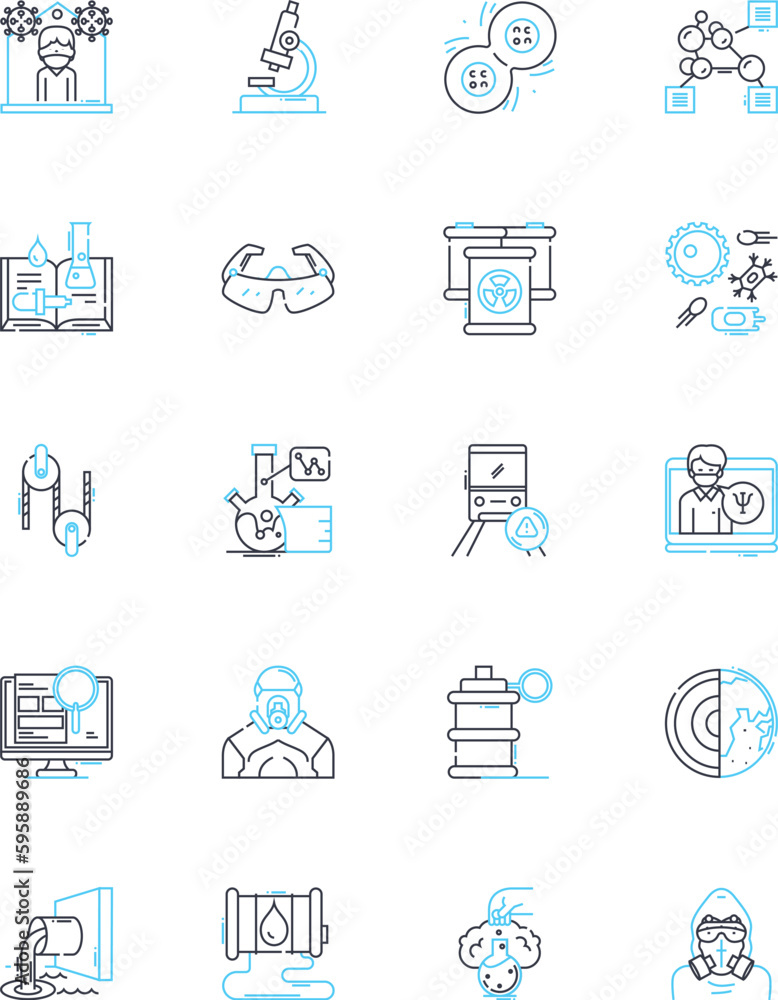 Technology innovation linear icons set. Disruption, Advancement ...