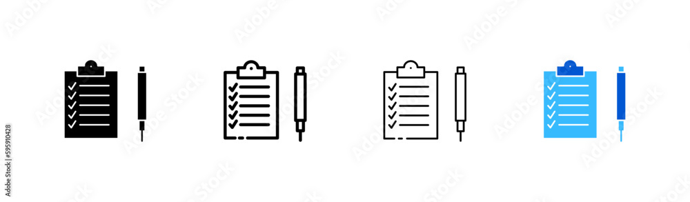 Check list. Different styles, color, fill out a check sheet. Vector ...