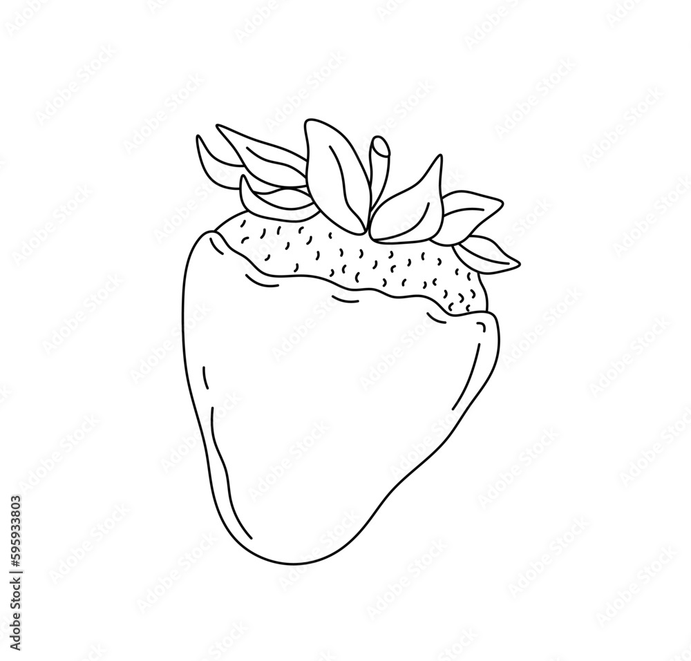 Vector isolated One single strawberry berry in chocolate icing ...