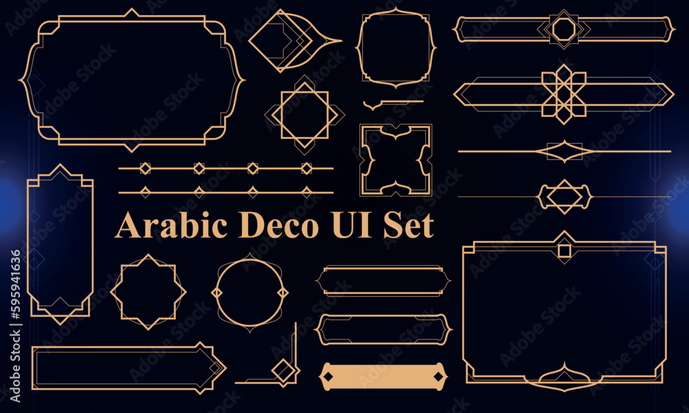 Set of Arabic Deco Modern User Interface Elements. Fantasy magic HUD ...