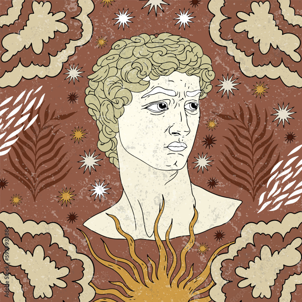 Vector poster Ancient, Greek element set. Various ancient statues ...