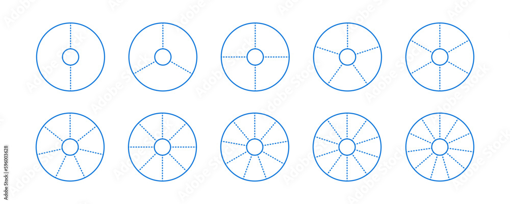Donut chart segments collection. Wheel diagrams set. Outline ring ...