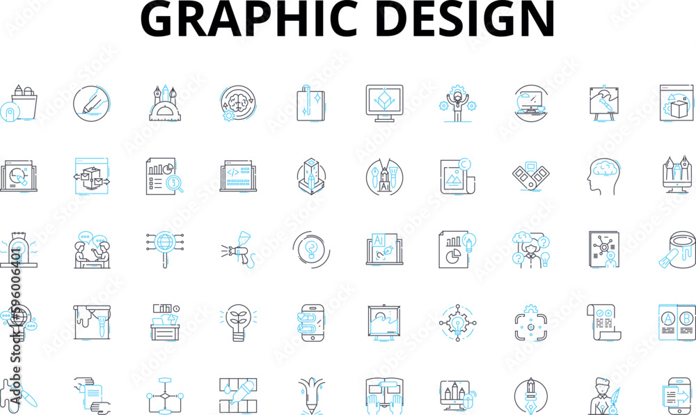 Graphic design linear icons set. Typography, Color, Layout, Proportion ... Graphic design linear icons set. Typography, Color, Layout, Proportion ...