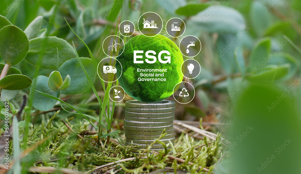 ESG concept of environmental, social, and governance.Digital ESG icons ...