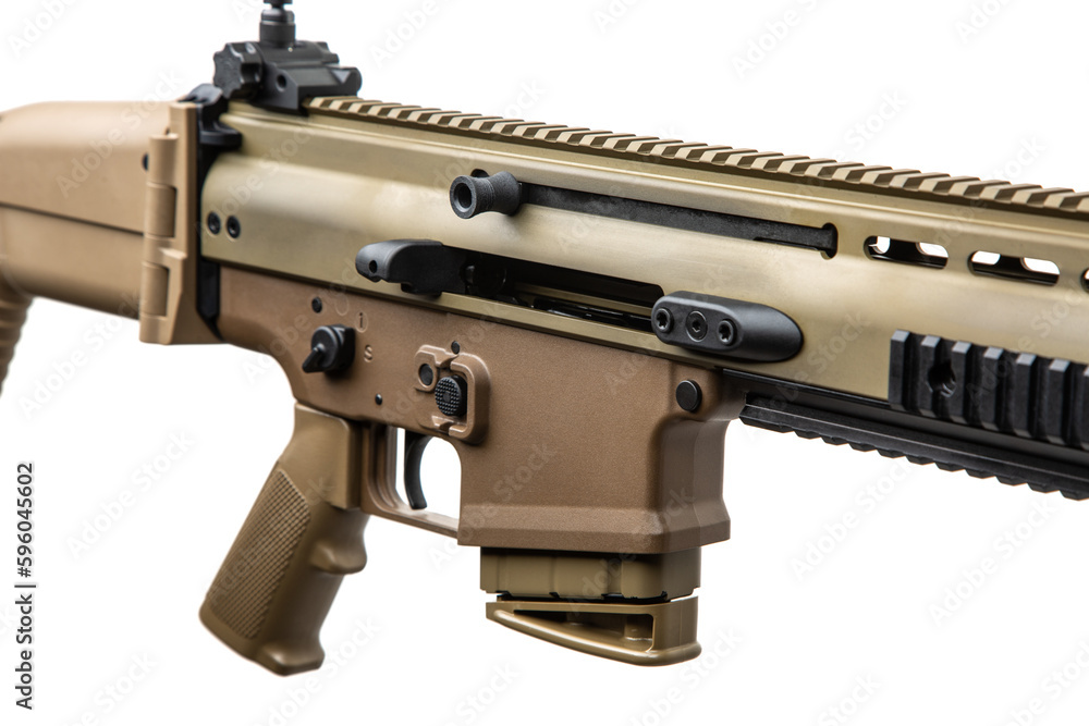 Modern automatic rifle isolated on white back. Weapons for police ...