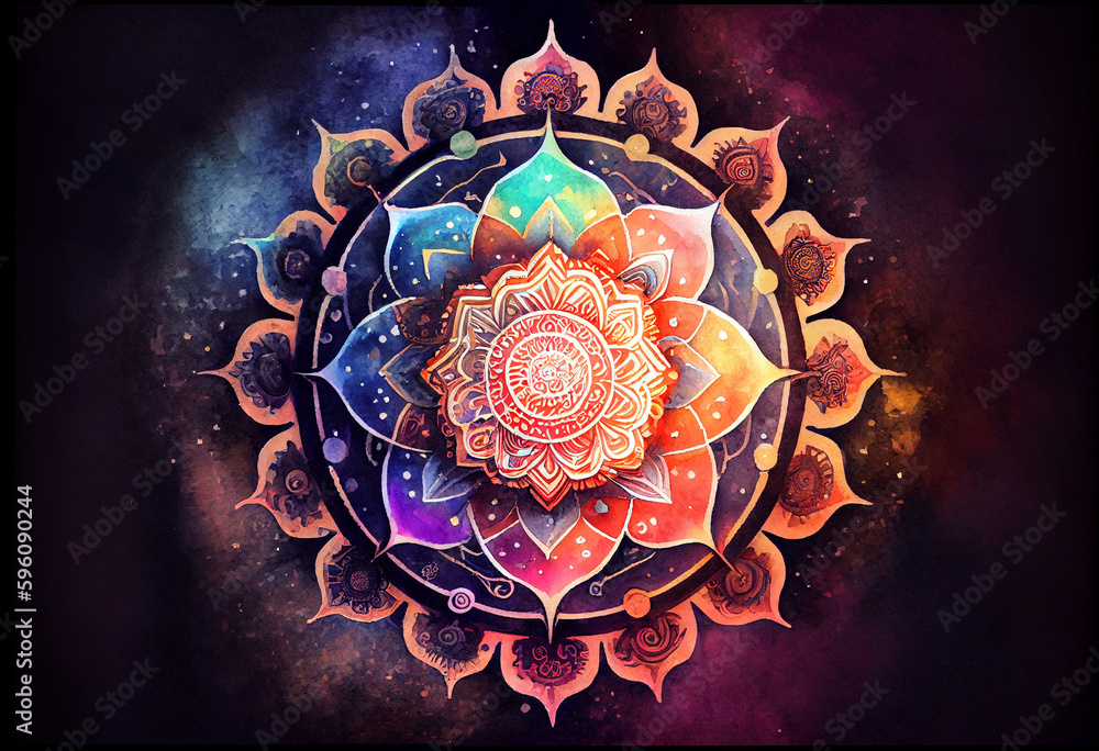 An intricate mandala, a spiritual and symbolic representation of the ...