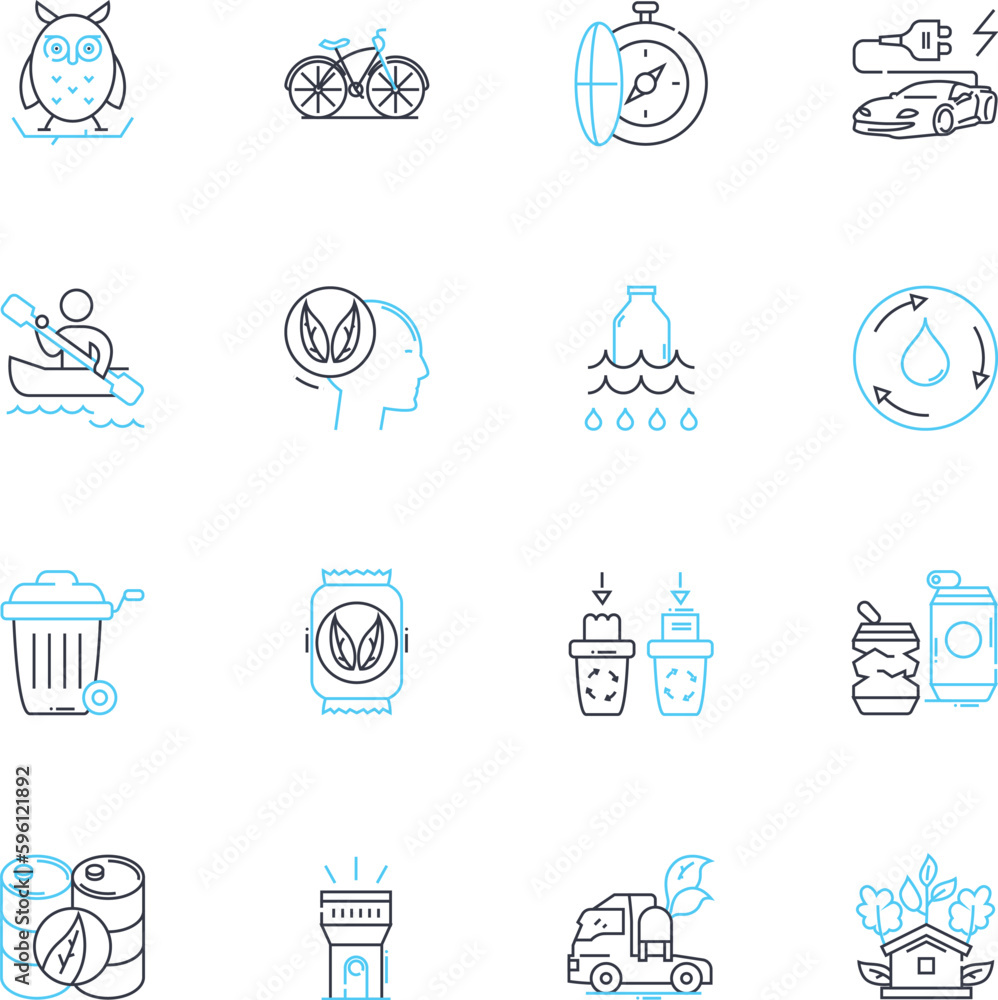 Environmental science linear icons set. Sustainability, Biodiversity ...