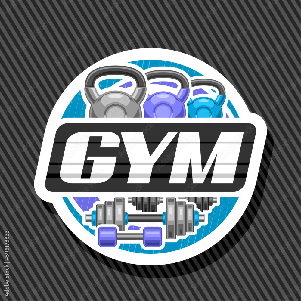 Vector logo for Sport Gym, white decorative sign board with ...