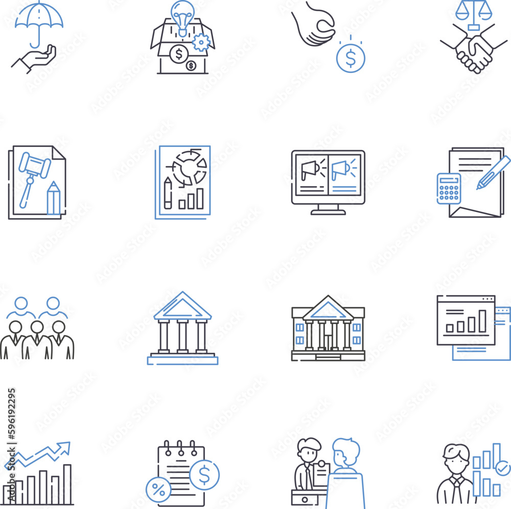 Budget administration line icons collection. Fiscal, Accounting ...