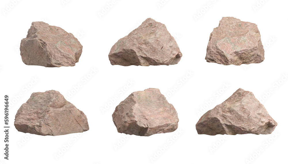 Strong natural rock shapes on transparent backgrounds images 3d render ...