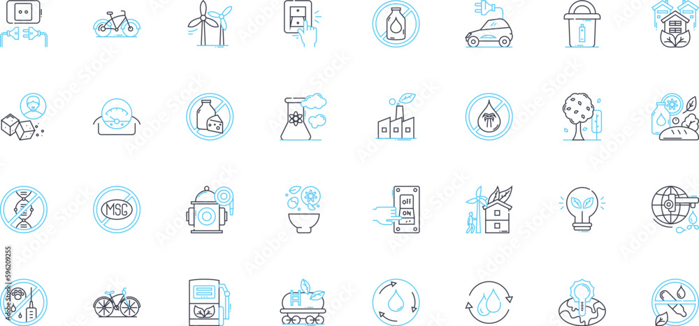 Alternative fuels linear icons set. Biofuels, Ethanol, Biodiesel ...