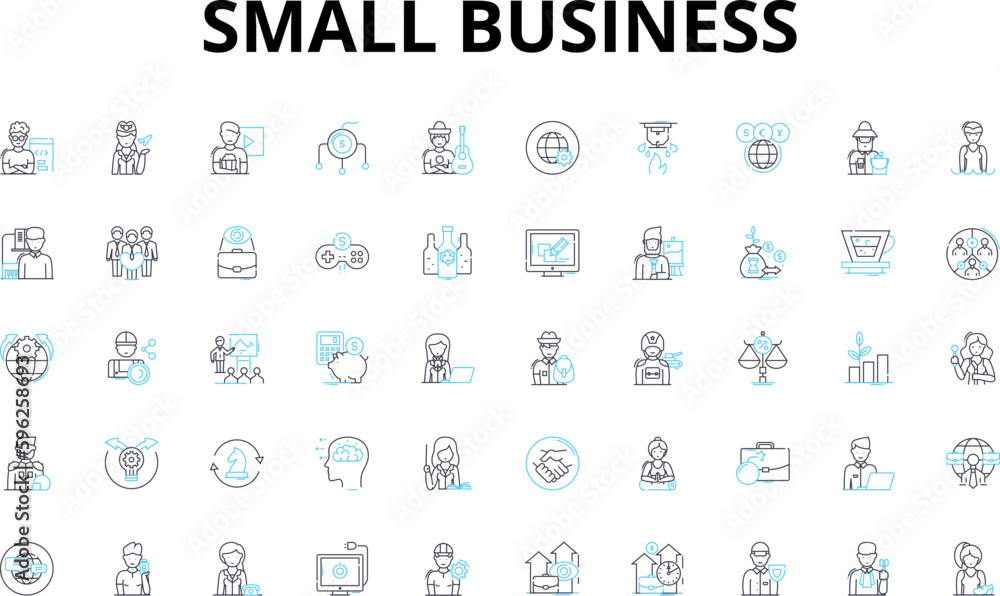 Small business linear icons set. Entrepreneurship, Innovation, Agility ...