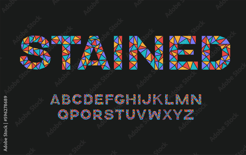 Stained Glass Font. Creative Colorful Mosaic English Letters made of ...