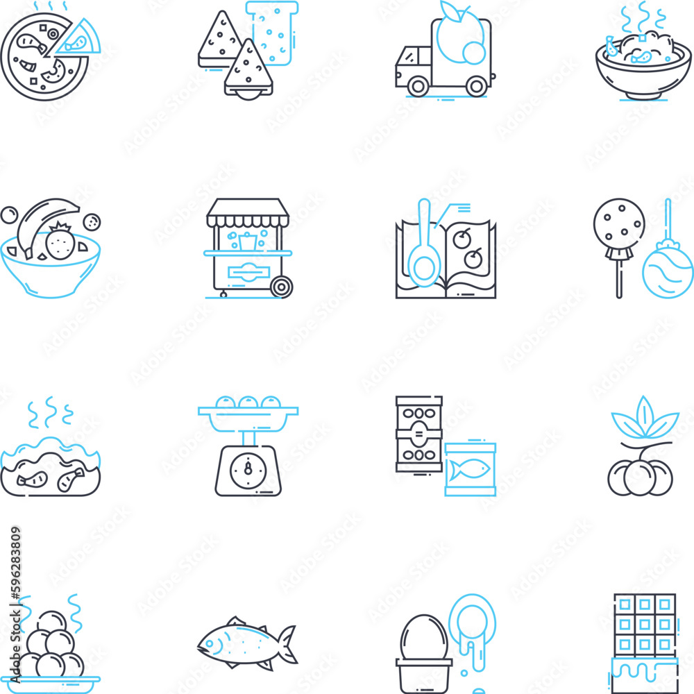 Barbecue pitstop linear icons set. Smokehouse, Grilling, Pitmaster ...