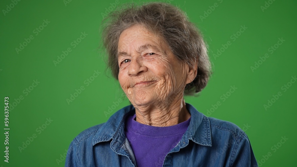 Closeup portrait of toothless happy smiling elderly senior old woman ...