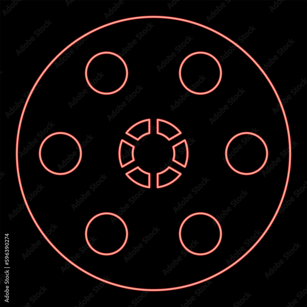 Neon drum of revolver russian roulette cylinder pistol handgun red ...