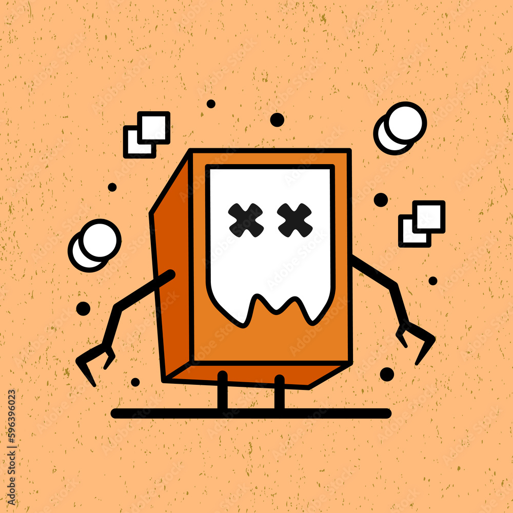 Geometric square robot flat cartoon illustration. Suitable for web ...