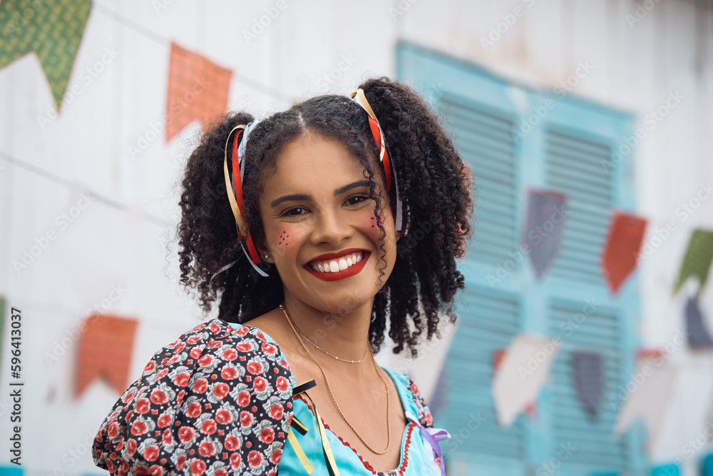 Festa Junina: party in Brazil, happy brazilian woman square dancing at ...
