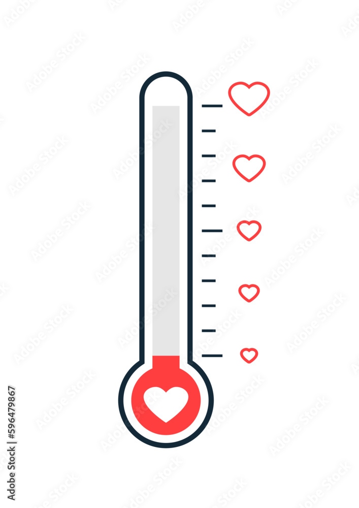 Blank fundraising thermometer with heart template icon. Clipart image ...