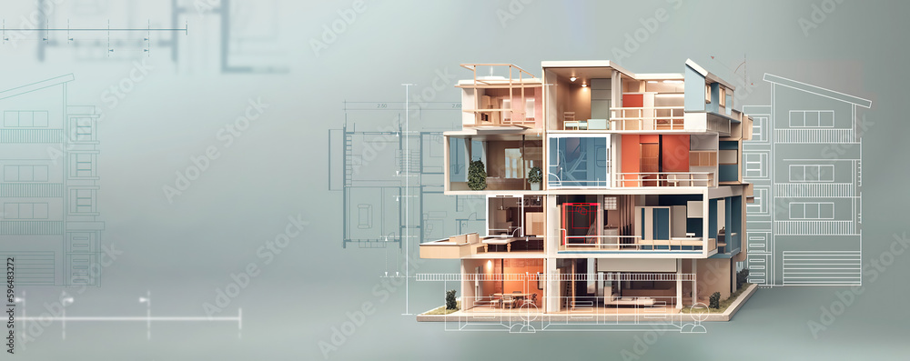 modern generic contemporary style miniature section model of ...