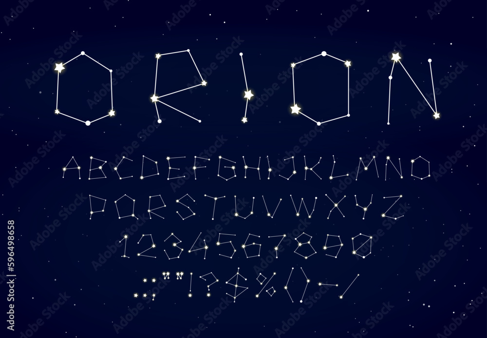 Star space font or type. Starry constellation typeface, galaxy alphabet ...